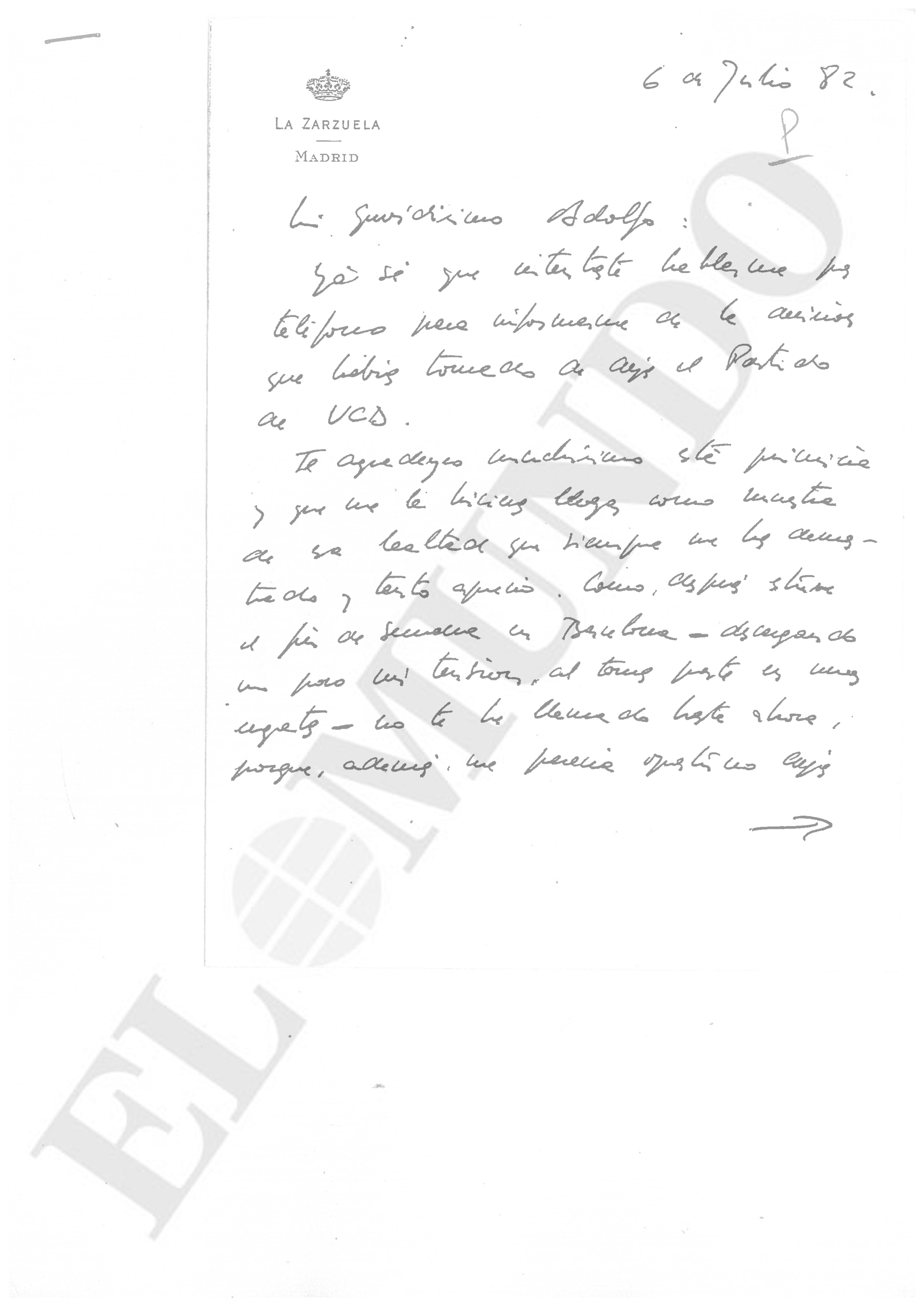 Las cartas del Rey a Suárez - Esta carta fue enviada por el ...