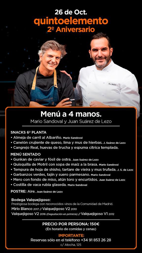 El restaurante Quintoelemento del grupo Kapital celebra su segundo ...